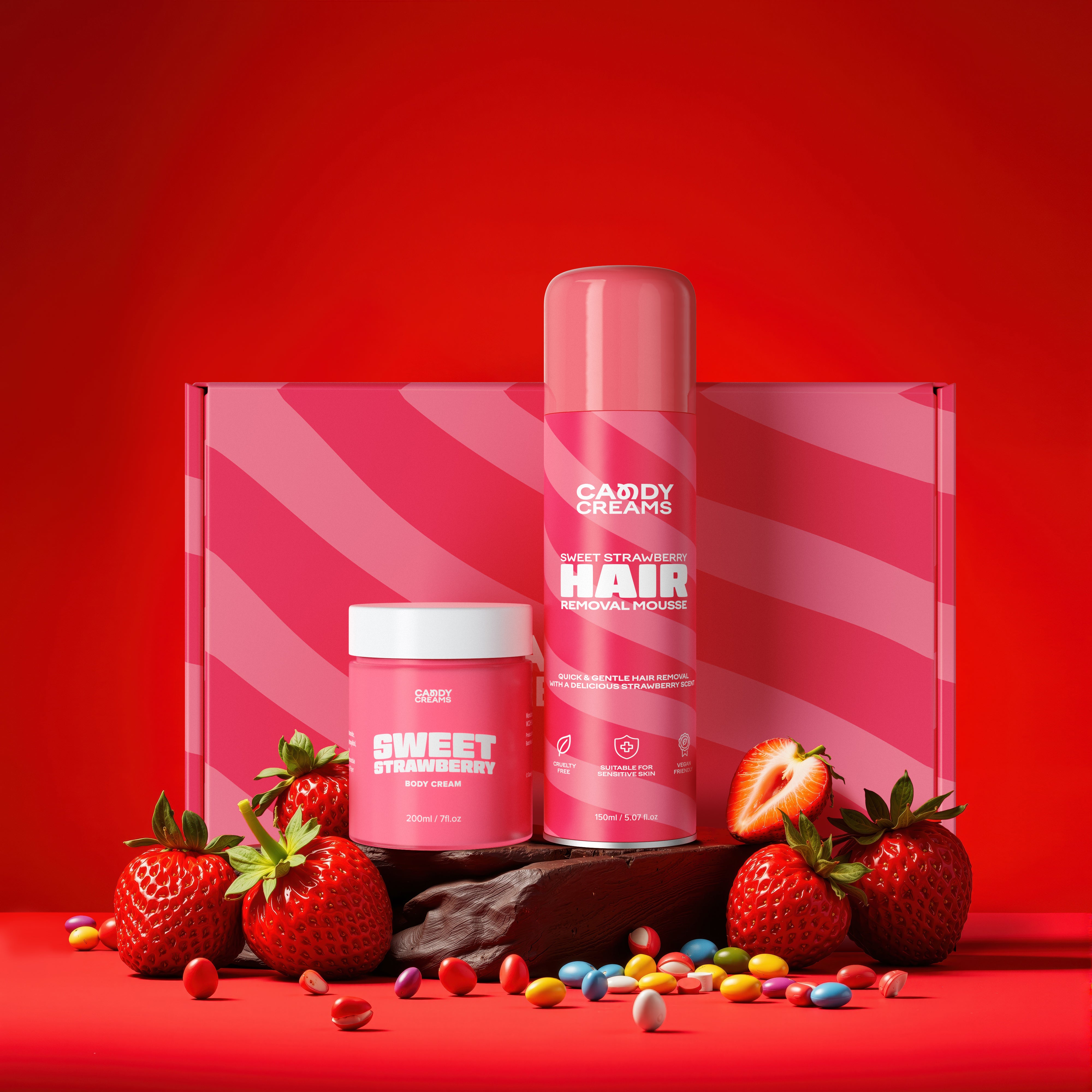 Sweet Strawberry Hair Removal Mousse + Body Cream Bundle
